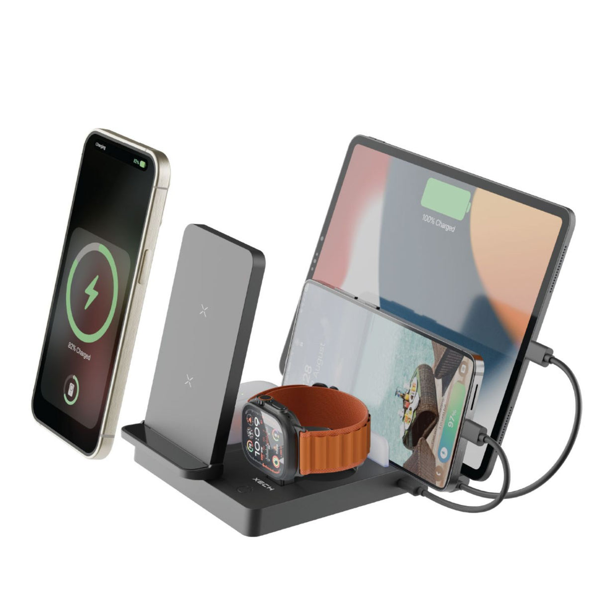 XECH Powerbase Ultra – 5-in-1 Wireless Charging Station with RGB Dock