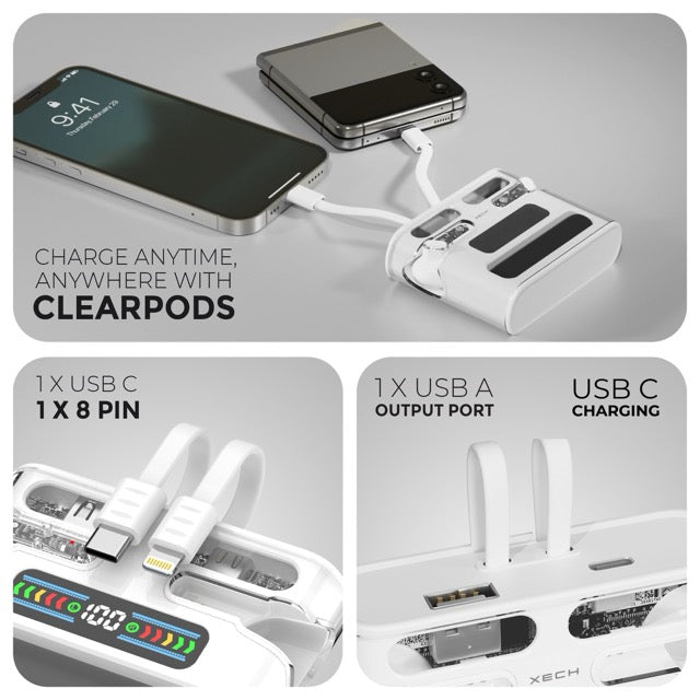 Clearpods - Transparent TWS Earpods with Powerbank & In-Built Cables – XECH