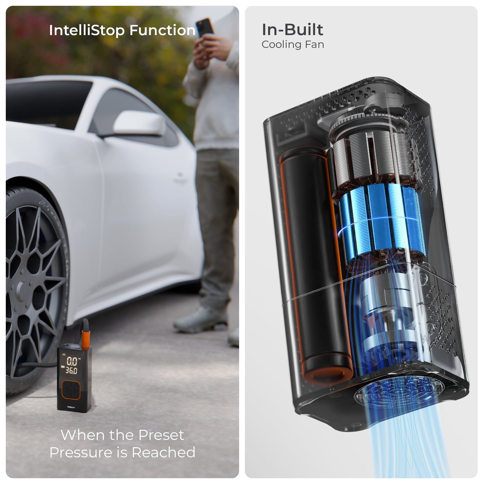 Cordless Tyre Inflator for Cars and Bikes with Auto and Manual mode ...